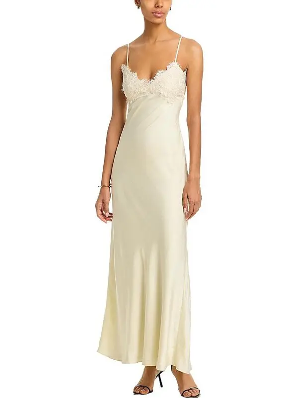 Bardot Elisan Lace Satin Maxi Dress - Ivory
