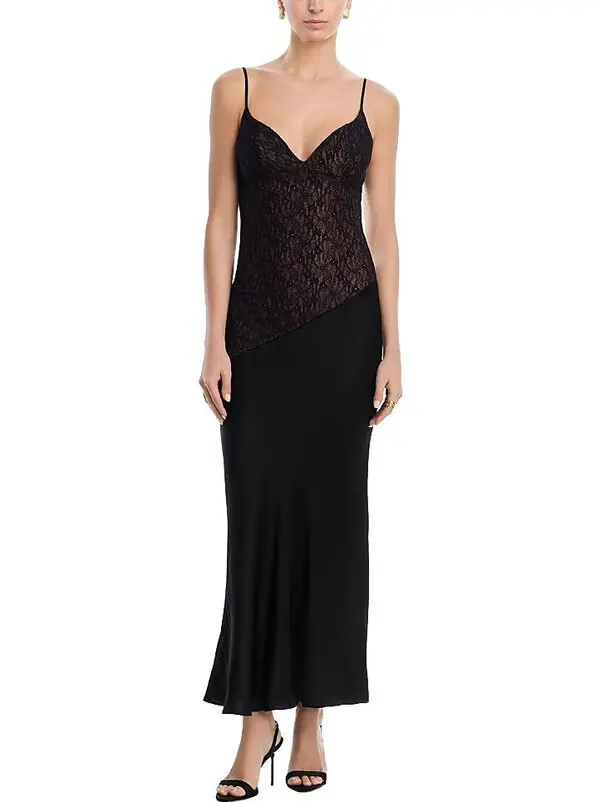 Bardot Aralia Lace Satin Dress - Black