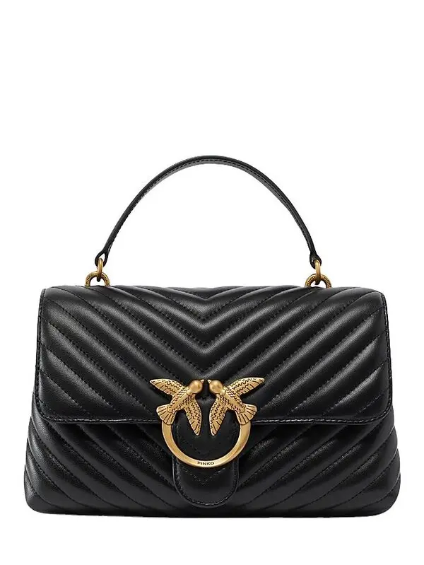 Pinko Love Lady Puff Classic Leather Top Handle Bag - Black