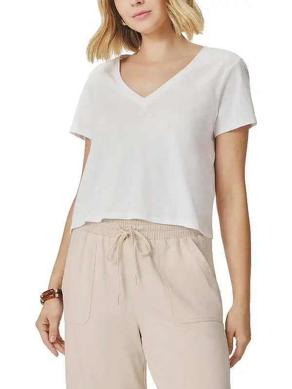 Splendid Louisa V-neck Short Sleeve Tee - White