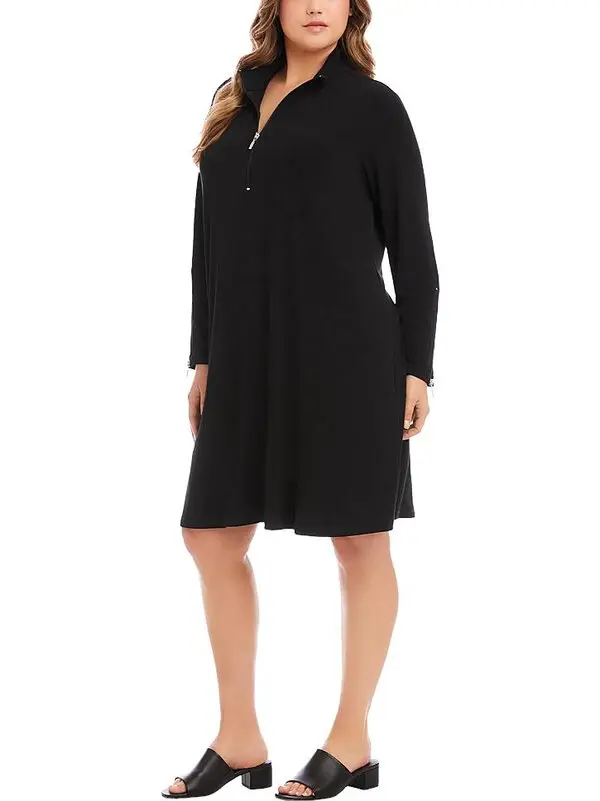 Karen Kane Plus Zip Up Travel Dress - Black