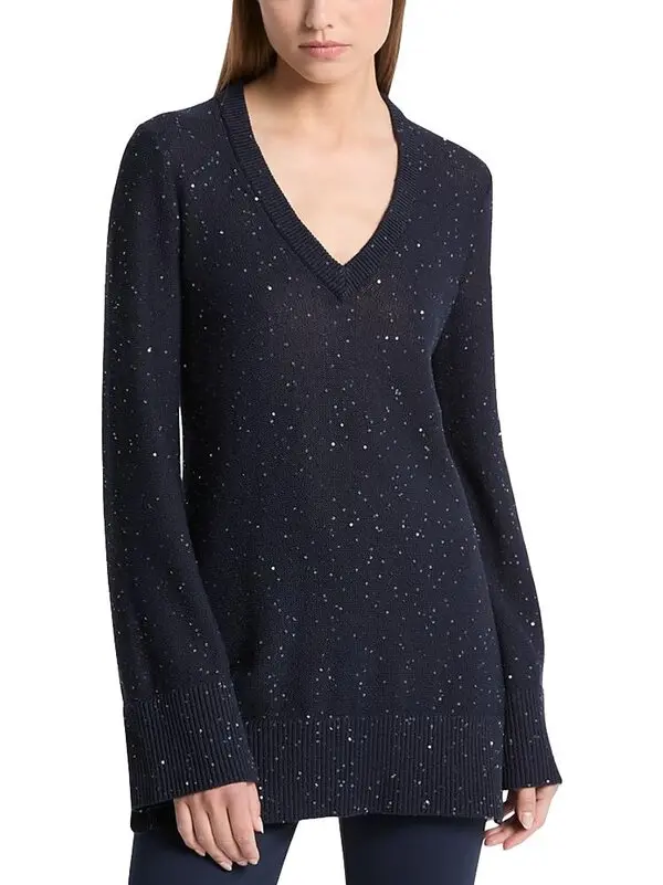 Michael Kors Linen Blend V-neck Sweater - Midnight