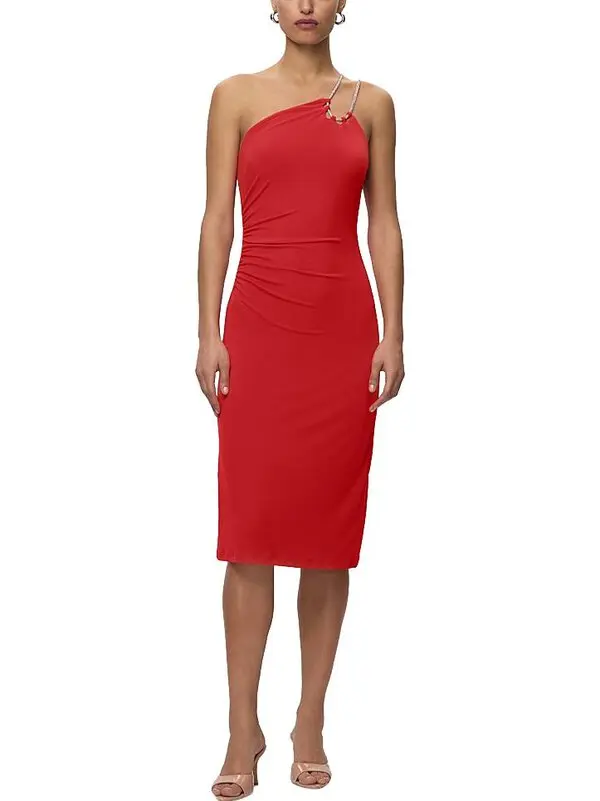 Herve Leger One-shoulder Midi Dress - Cardinal