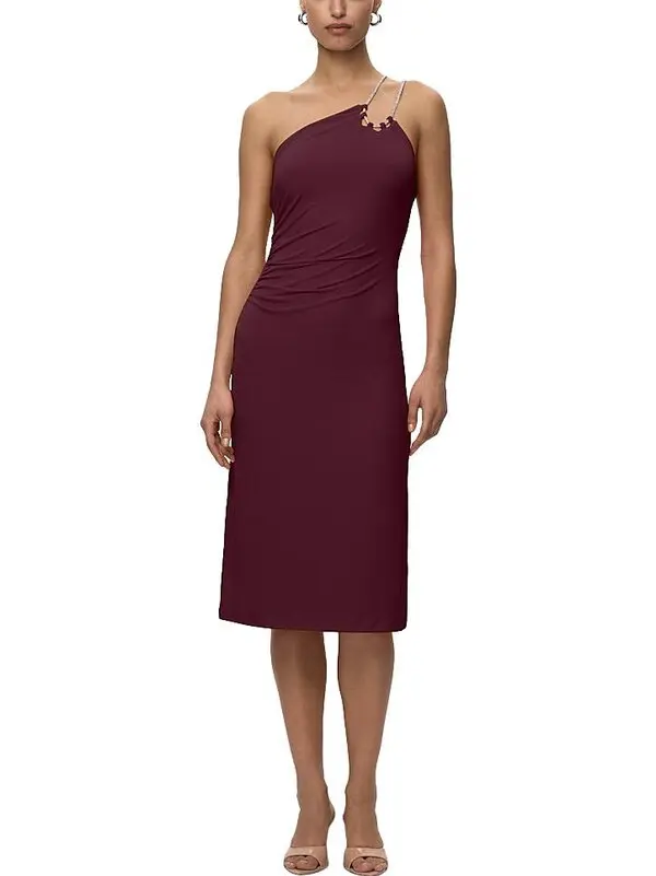 Herve Leger One-shoulder Midi Dress - Pinot