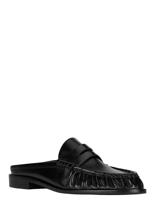 Jeffrey Campbell Goddard Leather Loafer Mules - Black