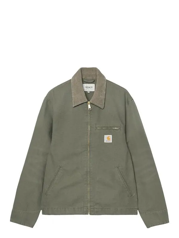 Carhartt Work In Progress Detroit Logo Jacket - Leaf/leaf (stone Canvas)
