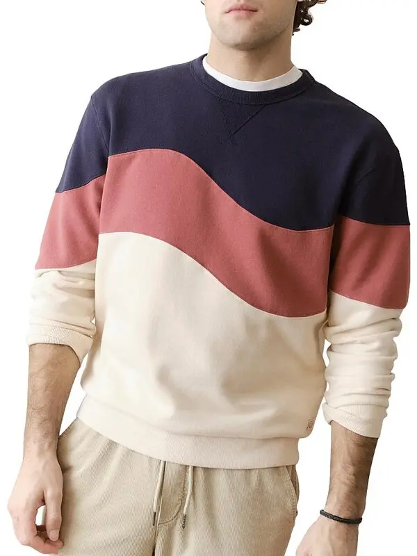 Marine Layer Relaxed Fit Crewneck Sweatshirt - Withered Rose Colorblock