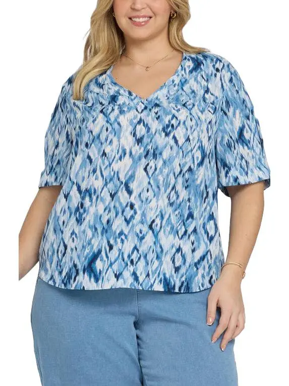 NYDJ Floral Short Sleeve Top - Blue Visions