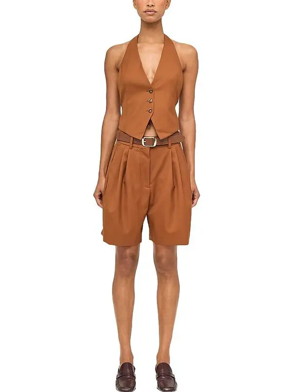 Ronny Kobo Pleated Shorts - Rust