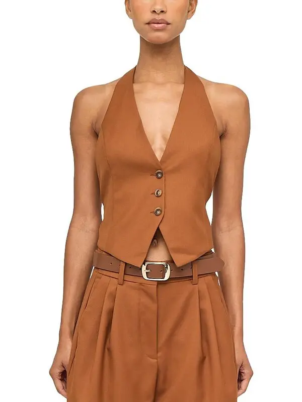 Ronny Kobo Lido Button-front Vest - Rust