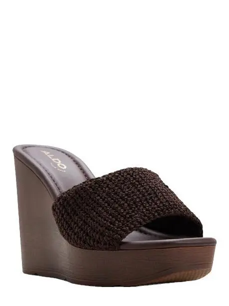 Aldo Platform Wedge Slide Sandal - Dark Brown