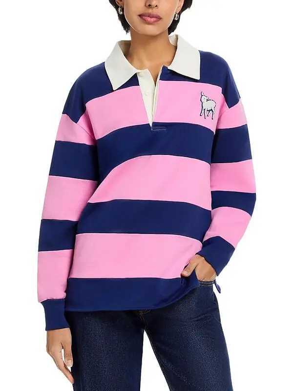 MOTHER The Piece Huddle Rugby Shirt - Estate Blue