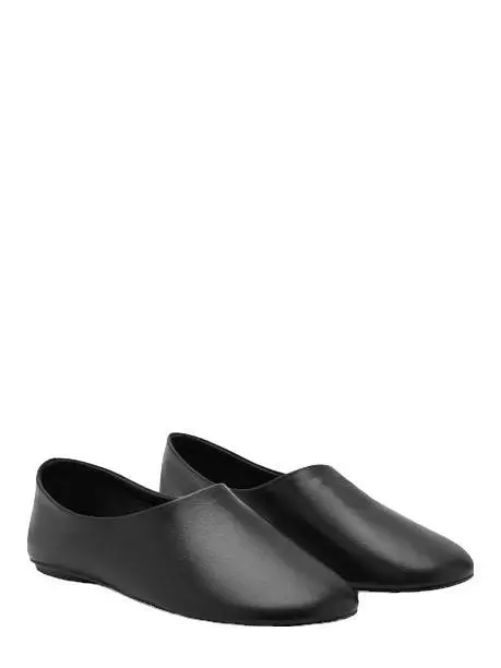 Mango Leather Slip-on Loafer - Black