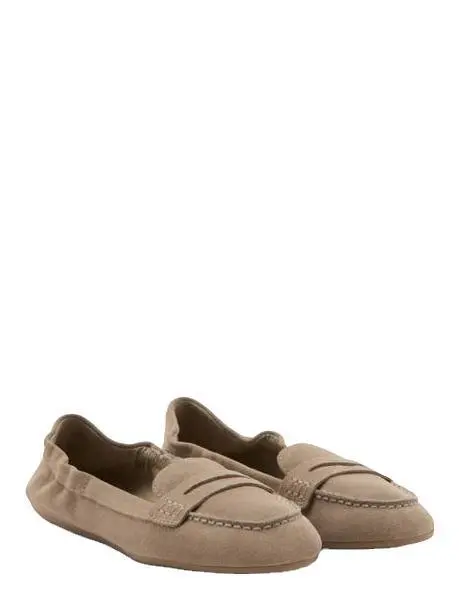 Mango Suede Penny Loafer - Sand