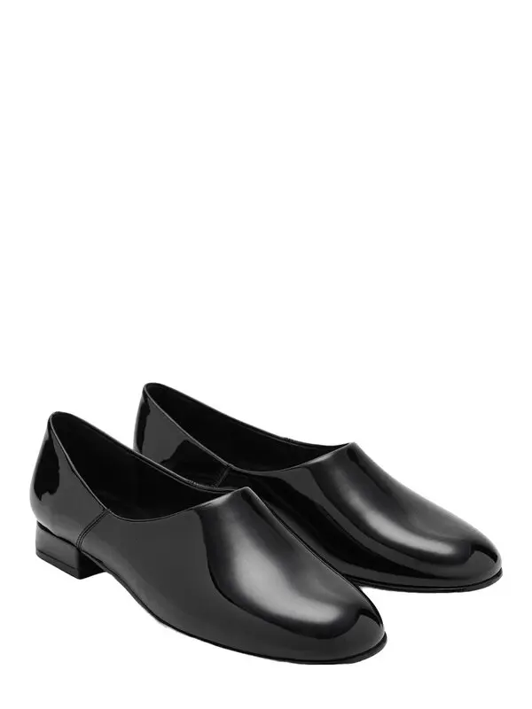 Mango Patent Faux Leather Flats - Black
