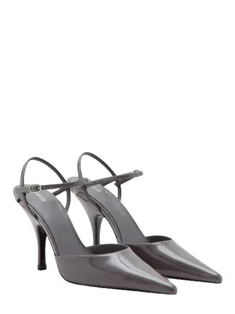 Mango Pointed-toe Slingback Pumps - Grey