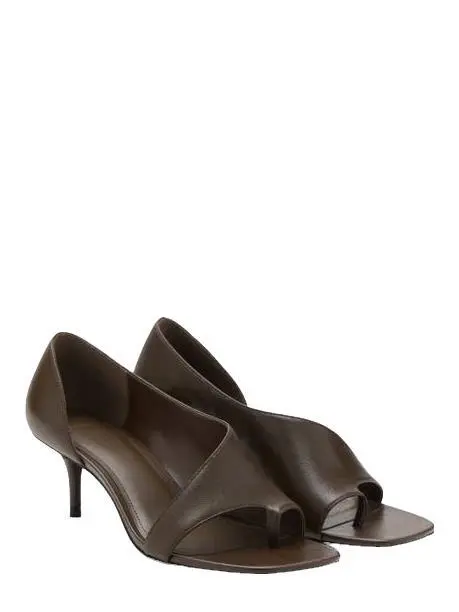 Mango Asymmetric Leather Sandal - Khaki Brown