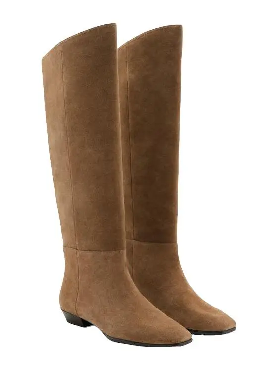 Mango Suede Knee-high Boots - Sand