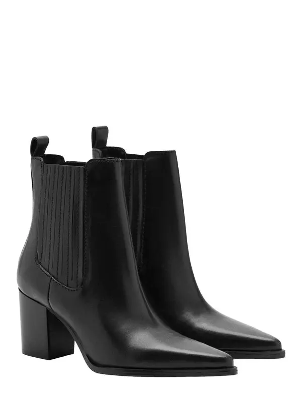 Mango Pointed Toe Block Heel Bootie - Black