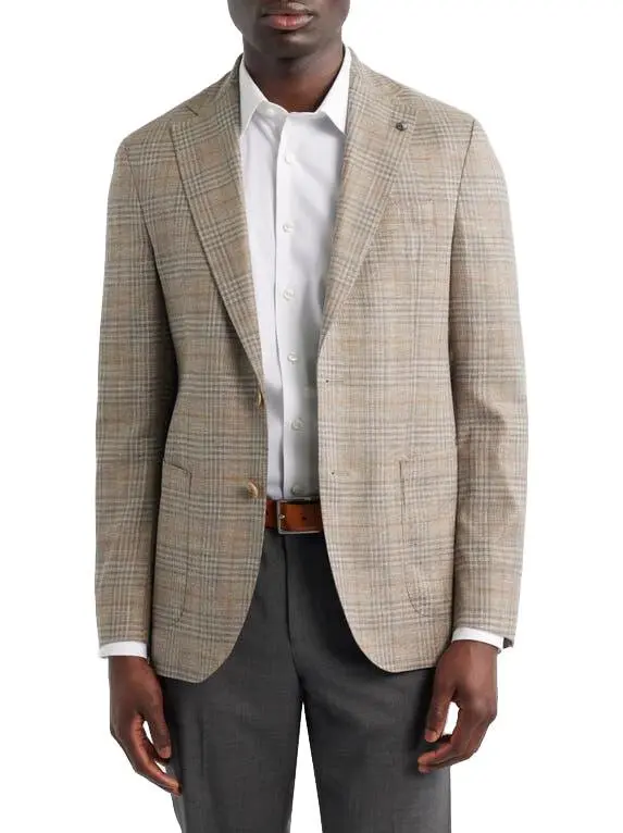 JACK VICTOR Hampton Glen Check Knit Wool Sport Coat - Tan