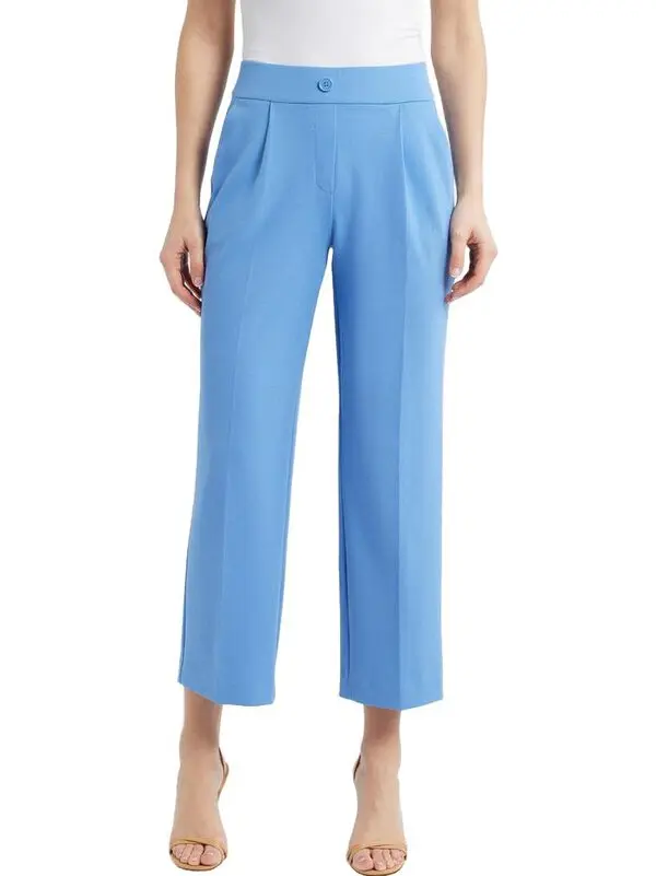 Anne Klein Pleated Pull-on Trousers - Blue Yonder