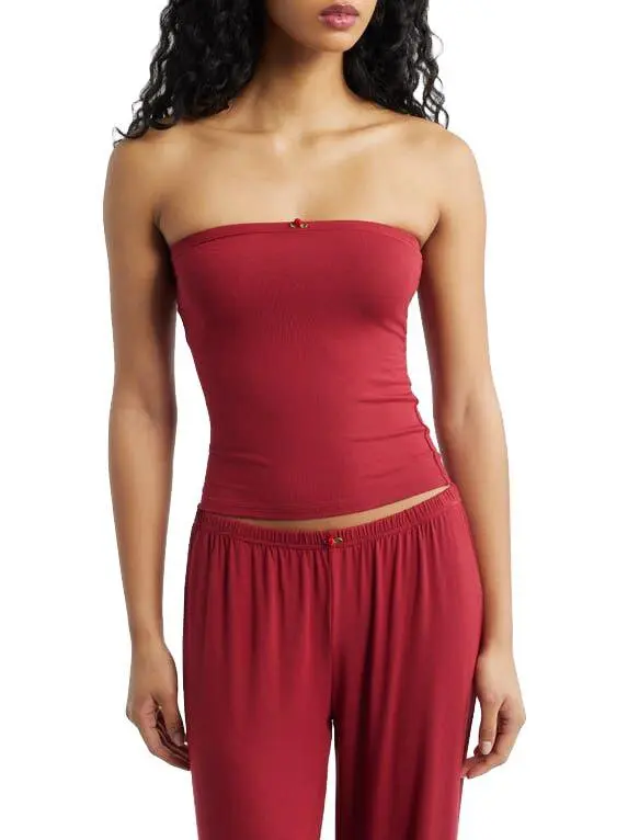HAPPY CAMP3R Strapless Jersey Top - Deep Red