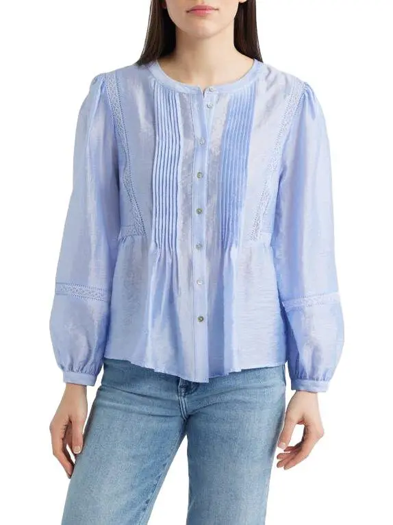 Vince Camuto Pintuck Taffeta Top - Cool Lavender