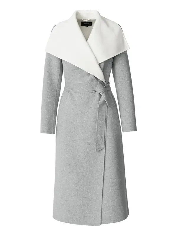 Mackage Mai Double-face Wool Wrap Coat - Light Grey Mix-cream