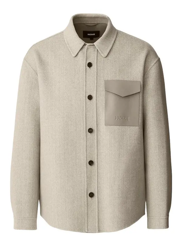 Mackage Emmanuel-hb Double-face Wool Overshirt - Taupe Mix-taupe