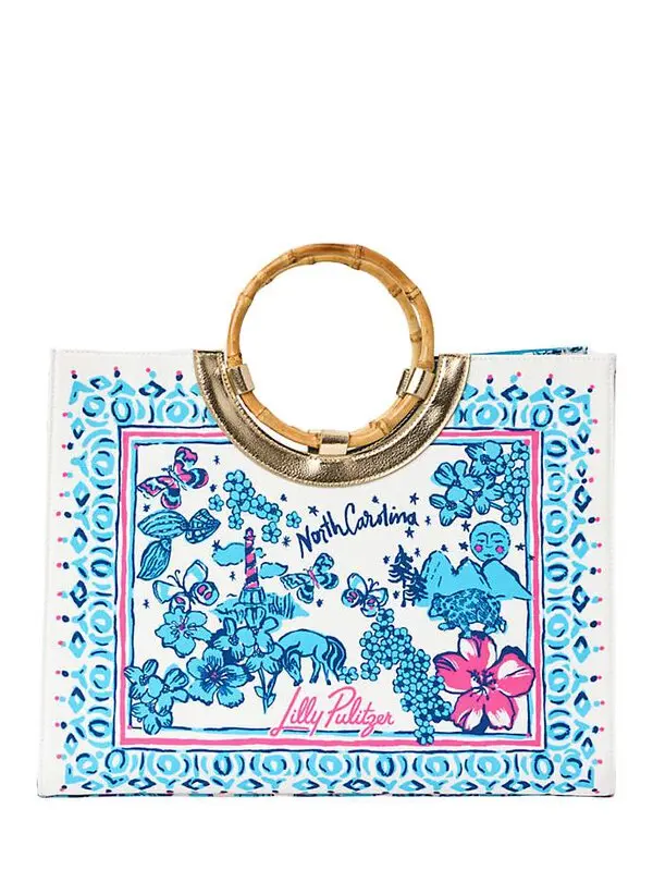 LILLY PULITZER Oasis Printed Canvas Tote - Capri Blue North Carolina Destination Tote