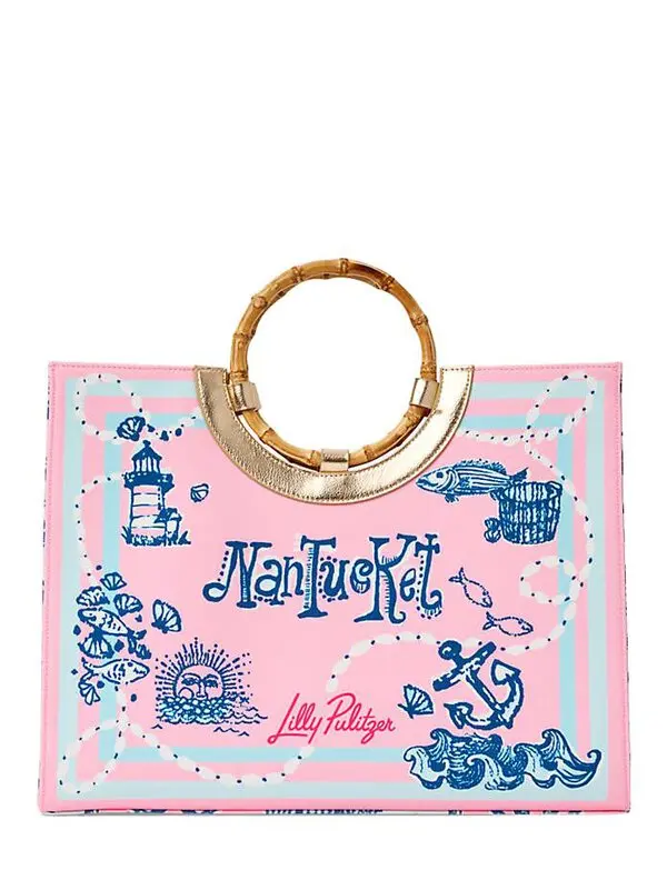 Lilly Pulitzer® Oasis Printed Canvas Tote - Conch Shell Pink Nantucket Destination Tote