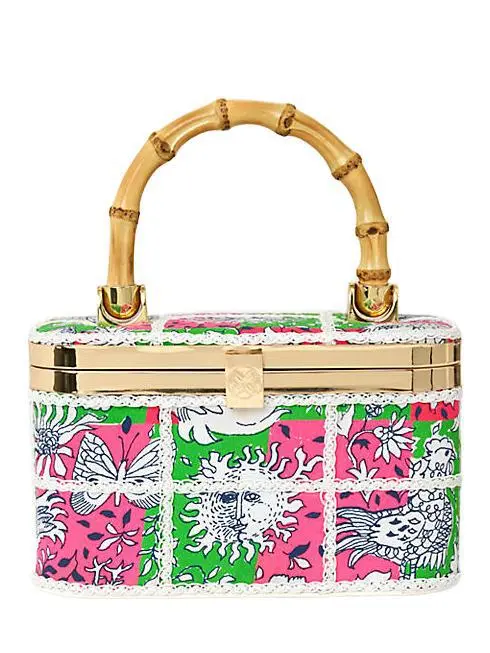 Lilly Pulitzer® Millie Bamboo Top Handle Bag - Cherry Blossom Pink Lil Chicken Check