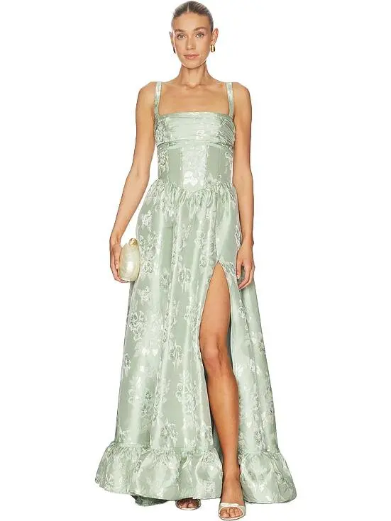 V. CHAPMAN Ava Maxi Dress - Sage Baroque Floral