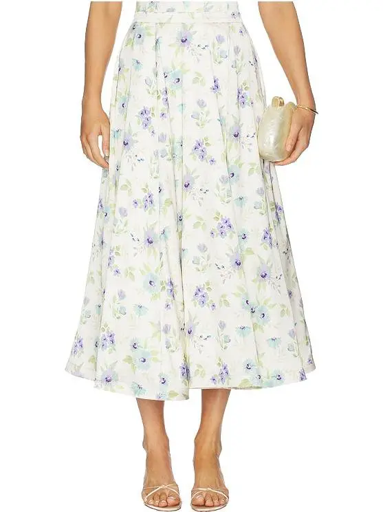 V. CHAPMAN Carrie Skirt - Blue Watercolor Floral