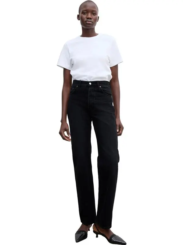 HOUSE OF DAGMAR Straight Leg Organic Cotton Denim - Washed Black
