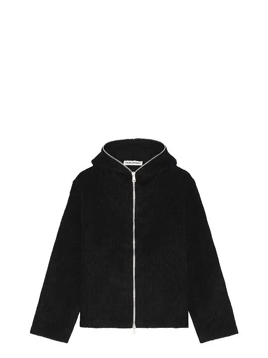 Our Legacy Full Zip Hood - Black Hairy Wool