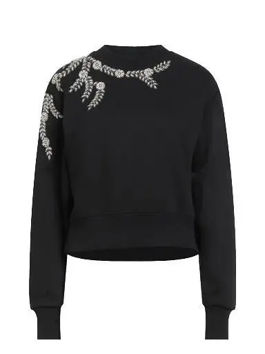 Sandro Cotton-blend Fleece Sweatshirt With Appliqués - Black