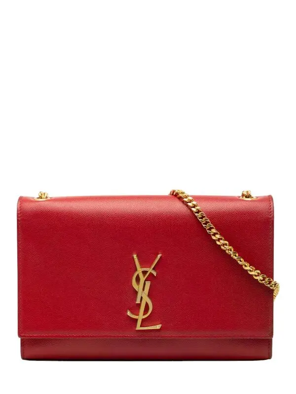 Saint Laurent 2018 Medium Grain De Poudre Monogram Kate Crossbody Bag - Red