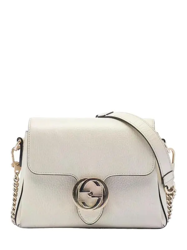 Gucci Calfskin Interlocking G Crossbody Bag - White