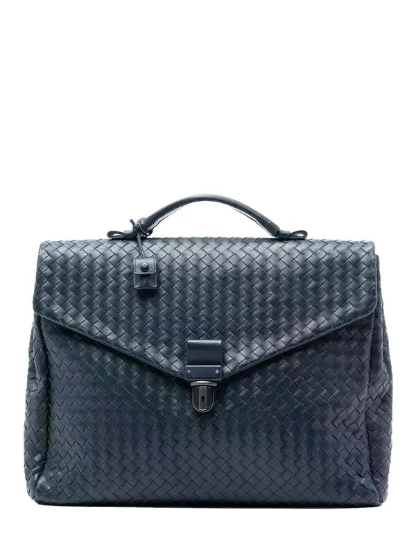 Bottega Veneta Nappa Intrecciato Briefcase Business Bag - Blue