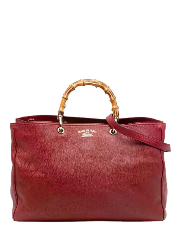 Gucci Large Calfskin Bamboo Shopper - Red