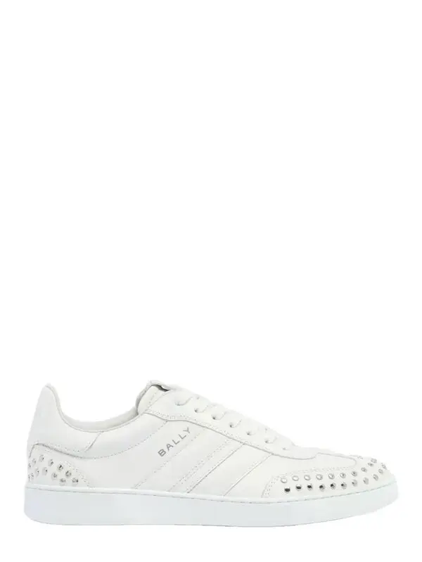 Bally Retro Crest Studded Leather Sneakers - White