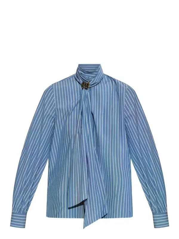 Max Mara Striped Blouse With Flower Embellishment - Blue