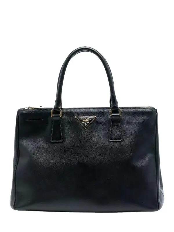 Prada Medium Saffiano Lux Galleria Double Zip Satchel - Black