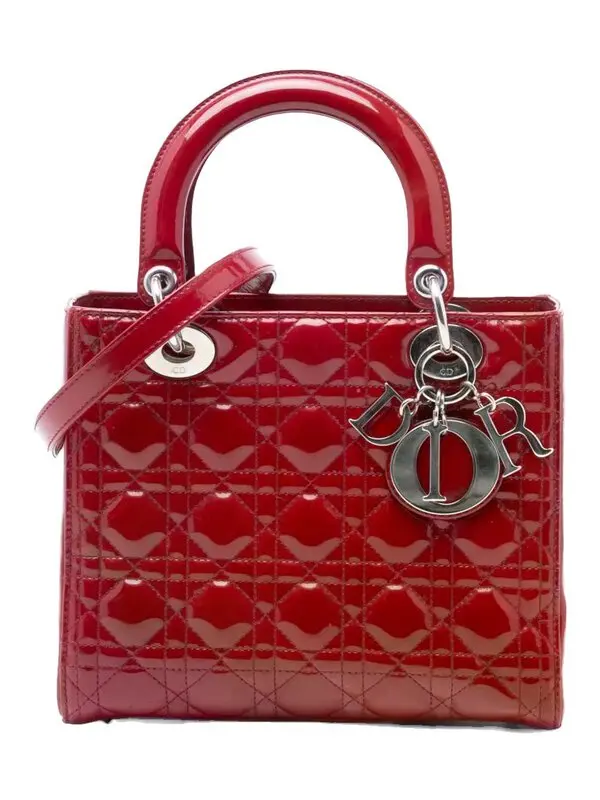Dior 2013 Medium Patent Cannage Lady Satchel - Red