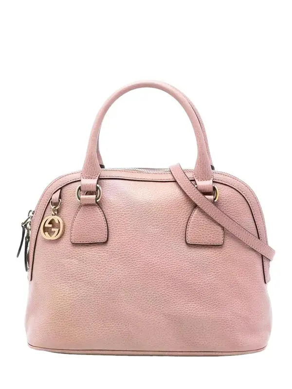 Gucci Calfskin Gg Charm Dome Satchel - Pink