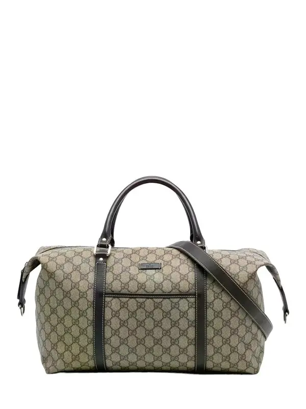 Gucci Gg Supreme Duffle Travel Bag - Brown