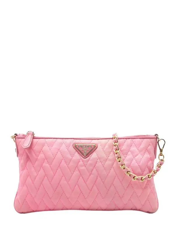 Prada 2000-2013 Impuntu Tessuto Chain Crossbody Bag - Pink