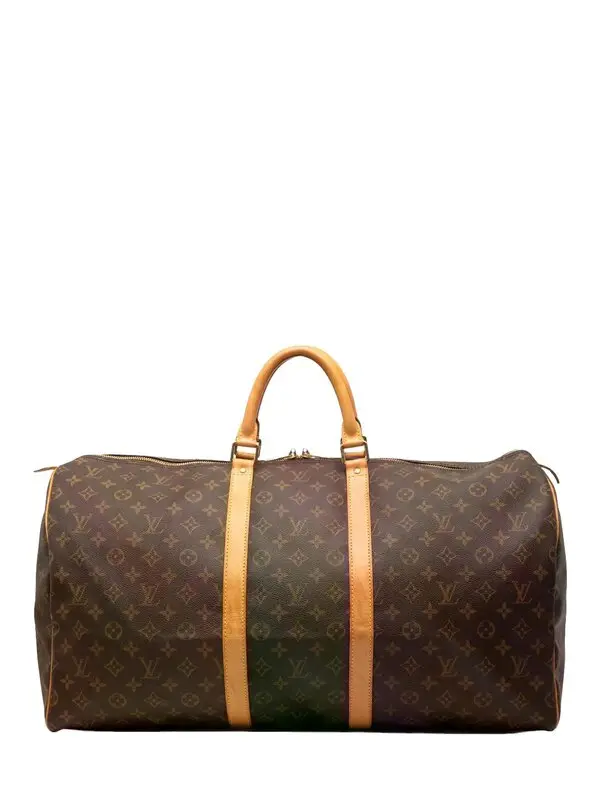 LOUIS VUITTON 2001 Monogram Keepall 55 Travel Bag - Brown