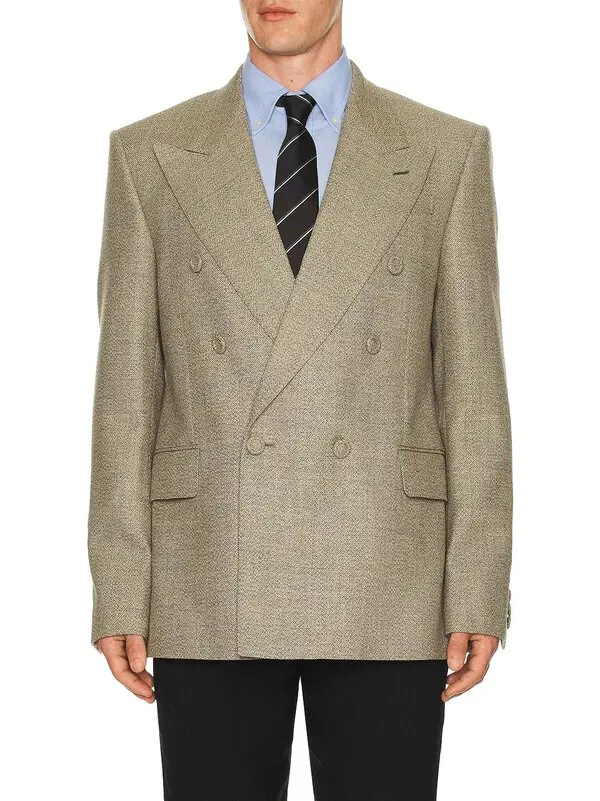 Valentino Garavani Formal Double Breasted Blazer In Beige - Beige  Bianco  & Nero